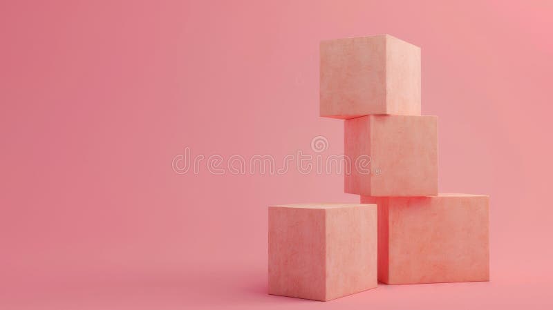 Minimalistic Pink Cubes Stacked Against Pink Background Stock Photo ...