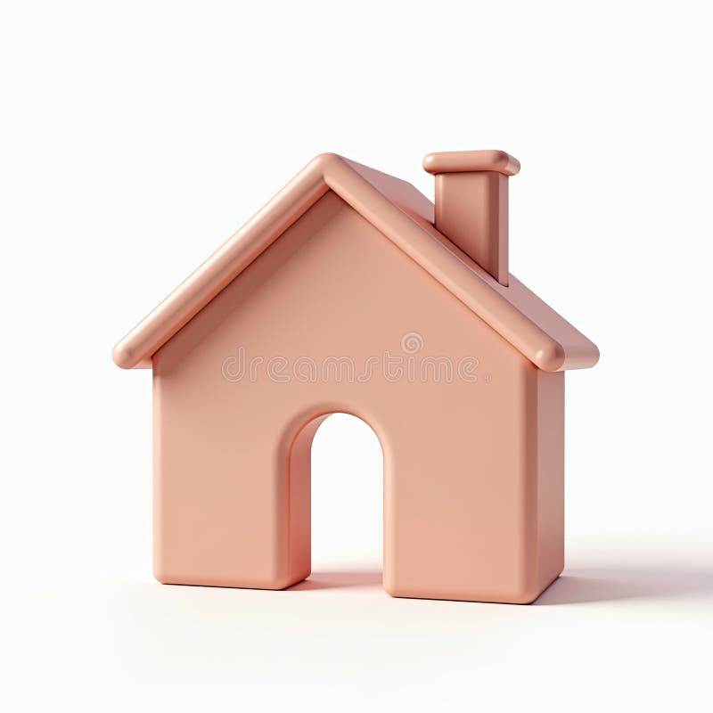 Minimalistic Pink House Icon with a Chimney, Featuring a Simplistic ...