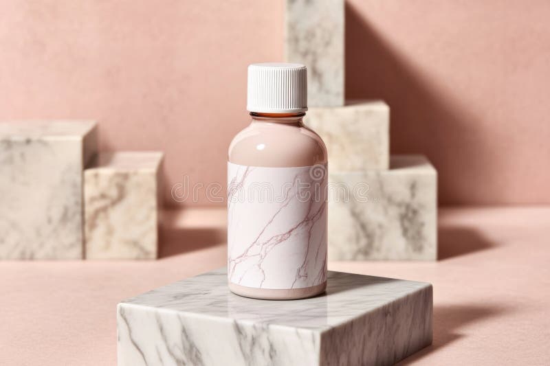 Minimalistic Pink Marble Bottle Design for Modern Product Packaging ...