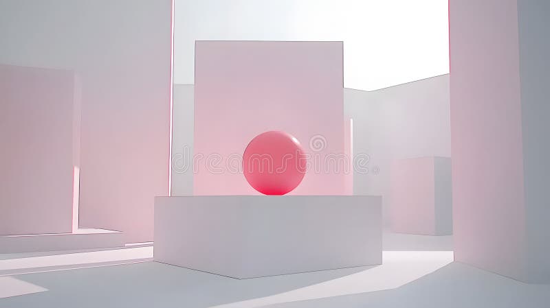 Minimalistic Pink Sphere in a Bright White Setting Stock Illustration ...