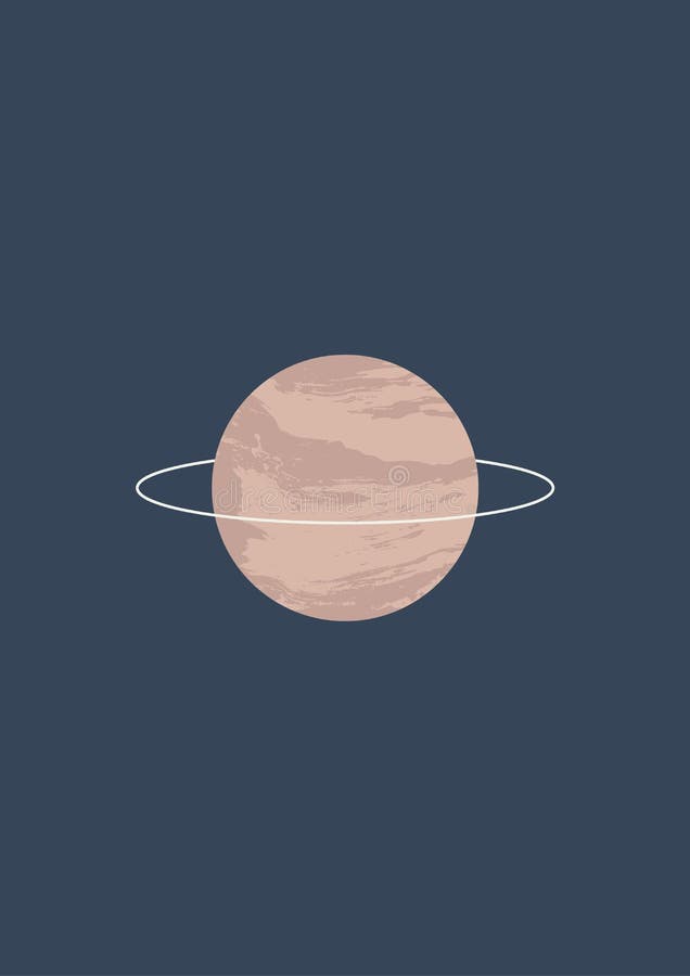 Minimalistic Saturn Poster in Vector. Pink Marble Texture. Isolated ...