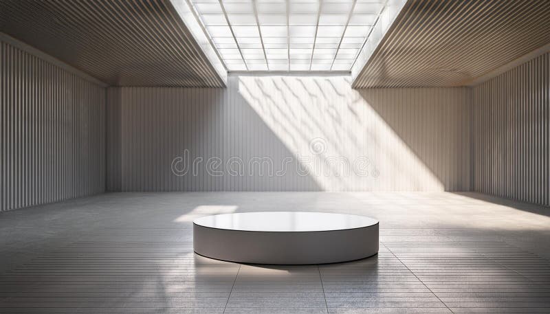Minimalistic Podium on a Large Empty Room with Modern Architecture and ...