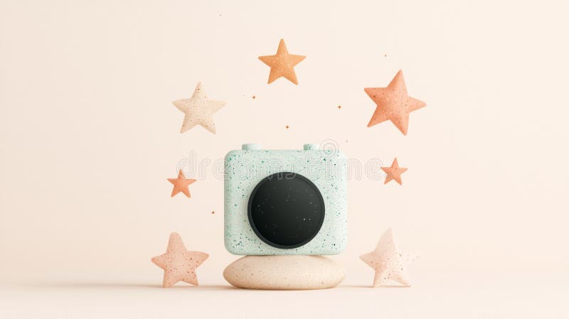 Minimalistic Polaroid Camera Illustration with Star Elements for ...