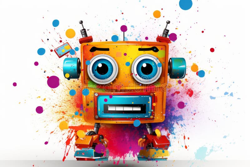 Minimalistic Portrait of an Isolated Robot on a White Background for ...