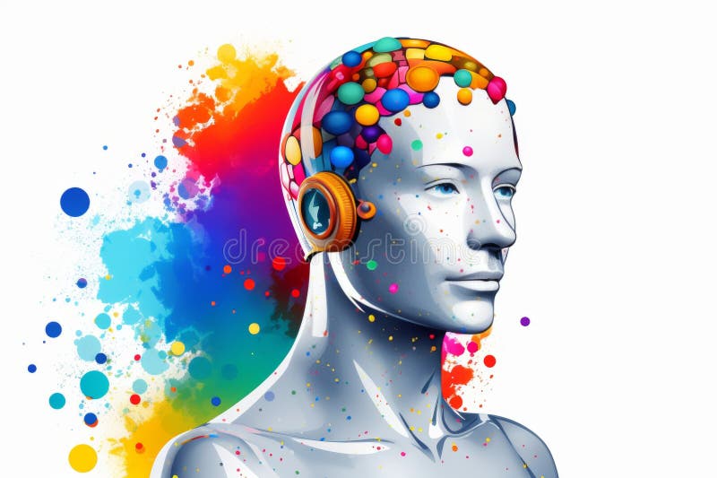 Minimalistic Portrait of a Robot on a White Background with Isolated ...