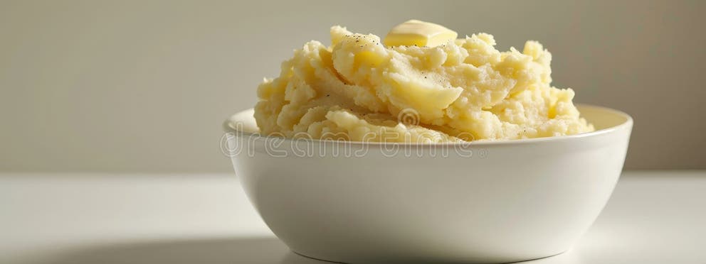 Minimalistic Presentation of Creamy Mashed Potatoes with Melting Butter ...