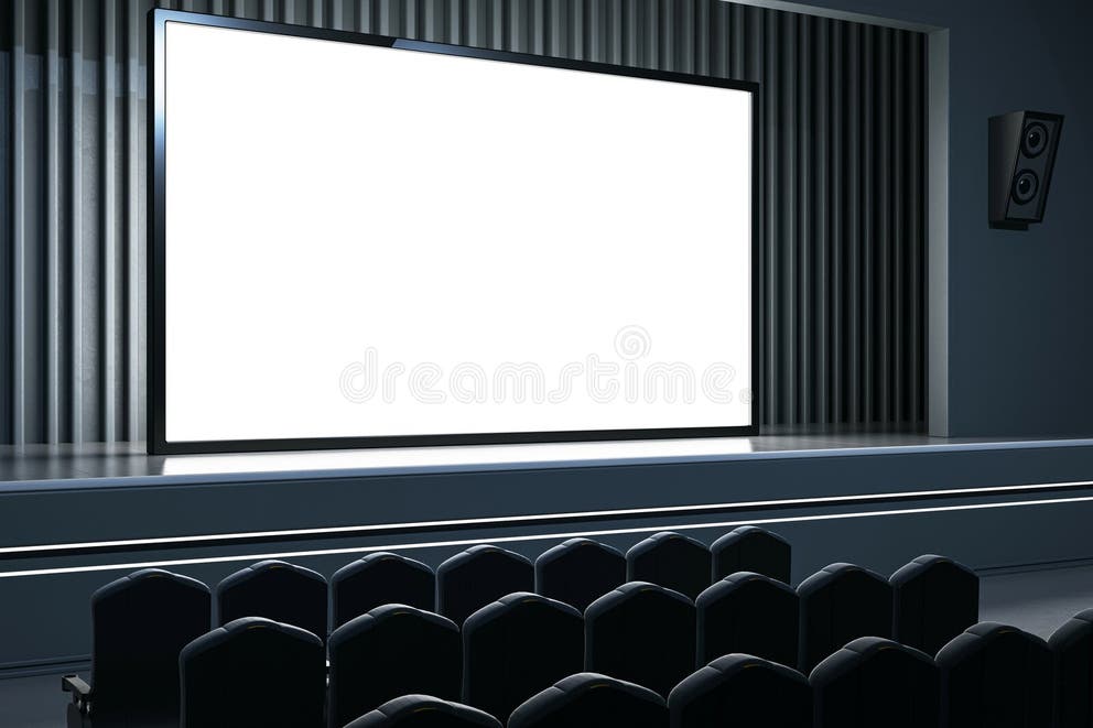 Minimalistic Presentation Hall with a Wide Digital Screen, Event ...