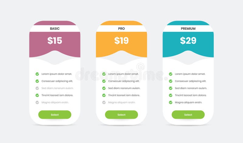 Minimalistic Pricing Plan Comparison Chart for Web and Mobile Interface ...