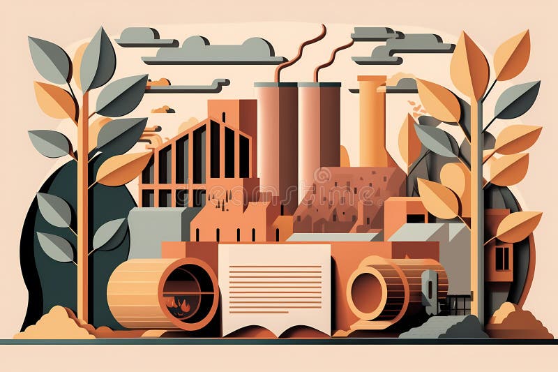 Minimalistic Pulp and Paper Mill Concept Stock Illustration ...