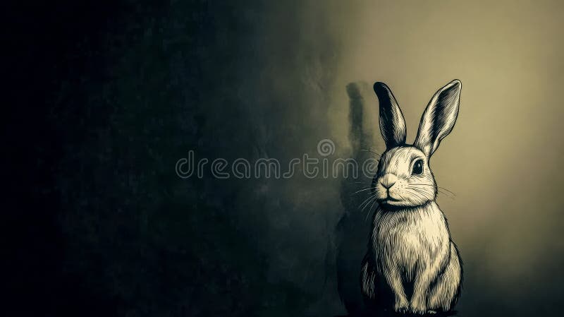 Minimalistic Rabbit Illustration Emerging from the Shadows Stock Image ...