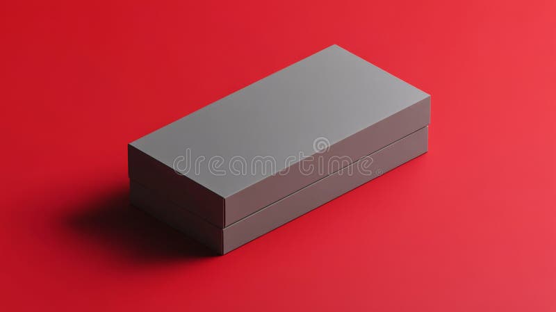 Minimalistic Rectangular Grey Box Packaging Mockup Against a Deep Red ...