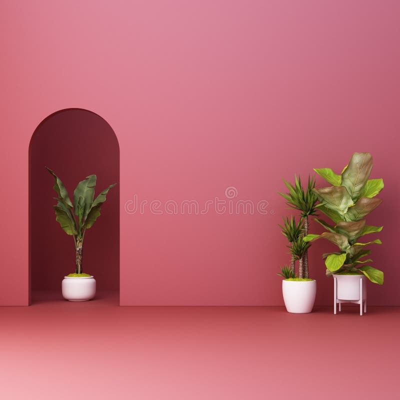 Minimalistic,red Arch with Plant Stock Illustration - Illustration of ...