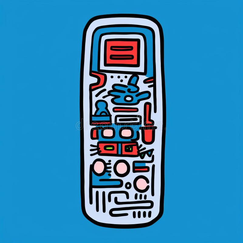 Minimalistic Red and Blue Remote Control Artwork Inspired by Keith ...