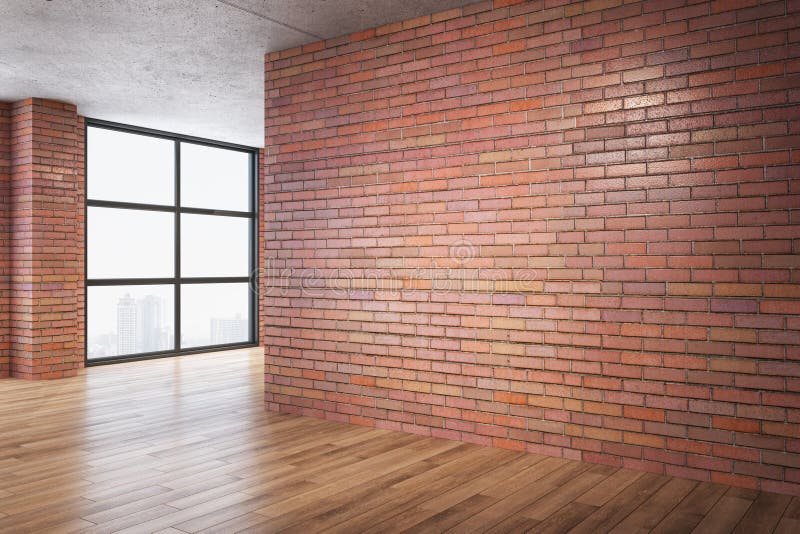 Minimalistic Red Brick Room with Copy Space on Wall Stock Illustration ...