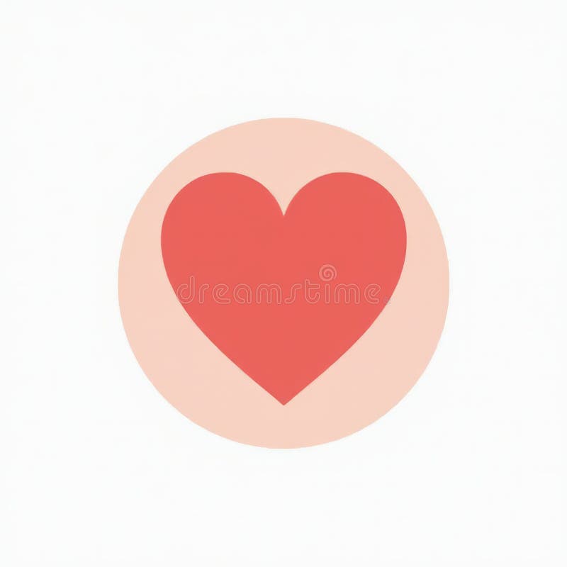 Minimalistic Red Circle with a Heart in the Center Isolated on a White ...