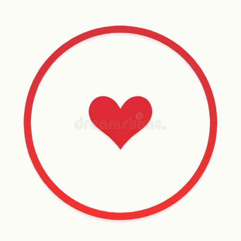 Minimalistic Red Circle with a Heart in the Center Isolated on a White ...
