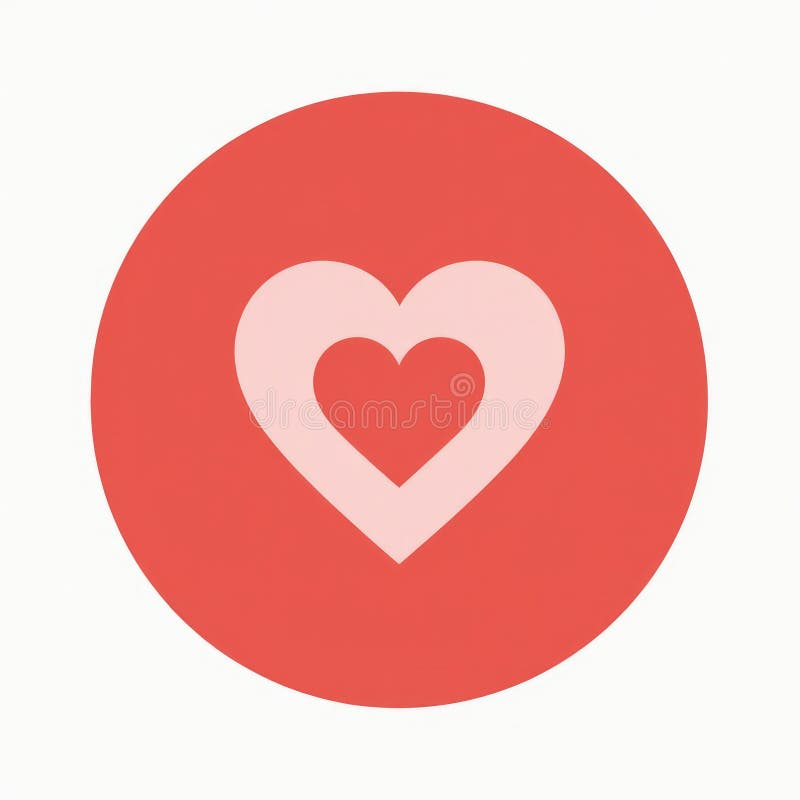 Minimalistic Red Circle with a Heart in the Center Isolated on a White ...