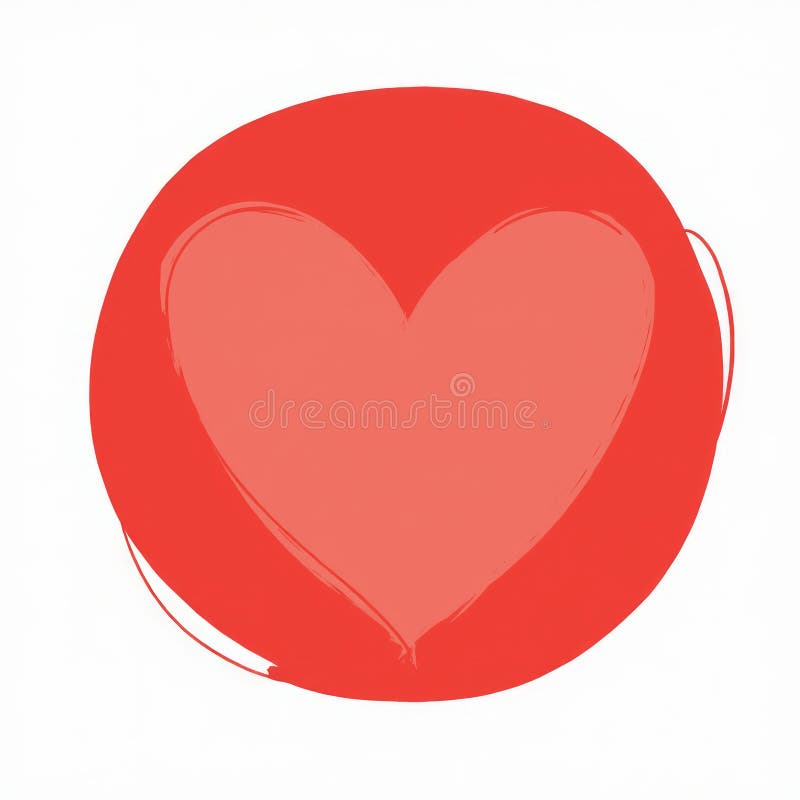 Minimalistic Red Circle with a Heart in the Center Isolated on a White ...