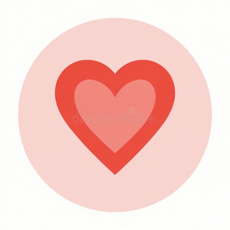 Minimalistic Red Circle with a Heart in the Center Isolated on a White ...