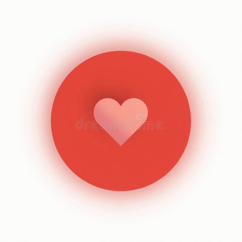 Minimalistic Red Circle with a Heart in the Center Isolated on a White ...