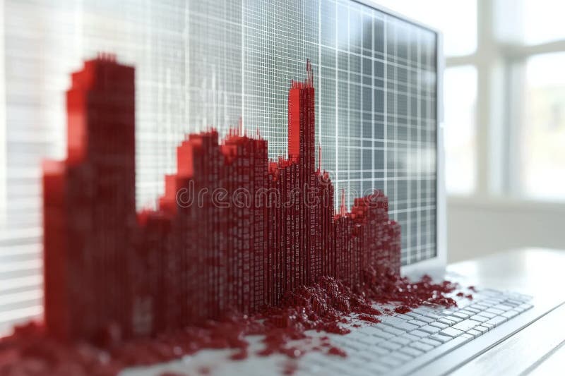 Minimalistic Red Downward Graph on Laptop Keyboard - Modern Data ...