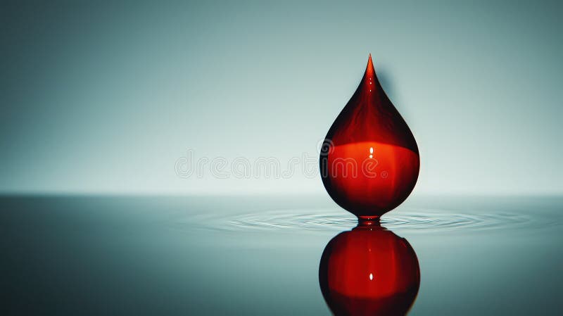 Minimalistic Red Drop Reflected in Calm Water Stock Image - Image of ...