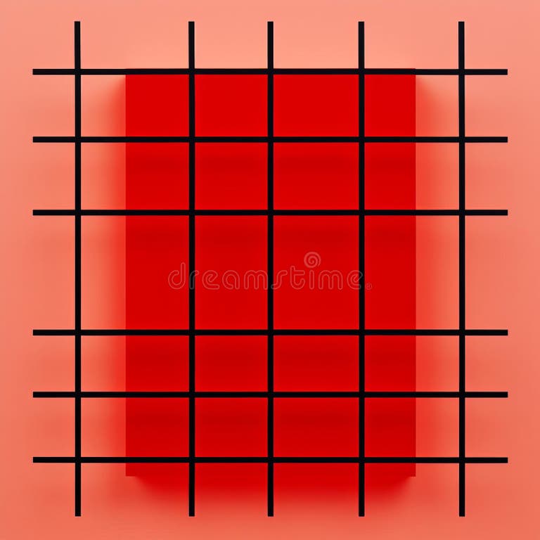 Minimalistic Red Rectangular Shape on Grid Background Art Stock ...