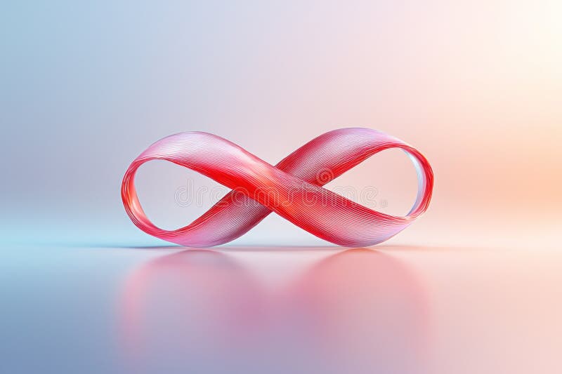 Minimalistic Red Ribbon Icon on Neutral Gradient Background ...
