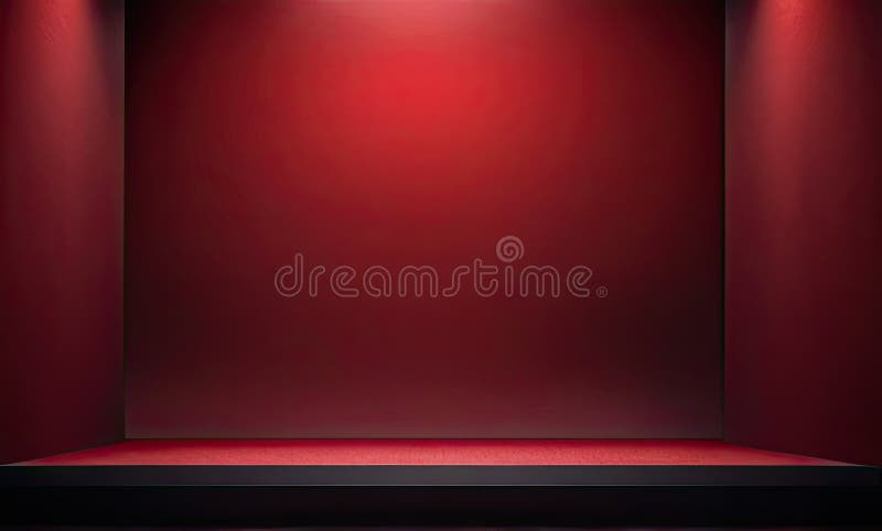 Minimalistic Red Stage with Evenly Distributed Lighting Stock ...