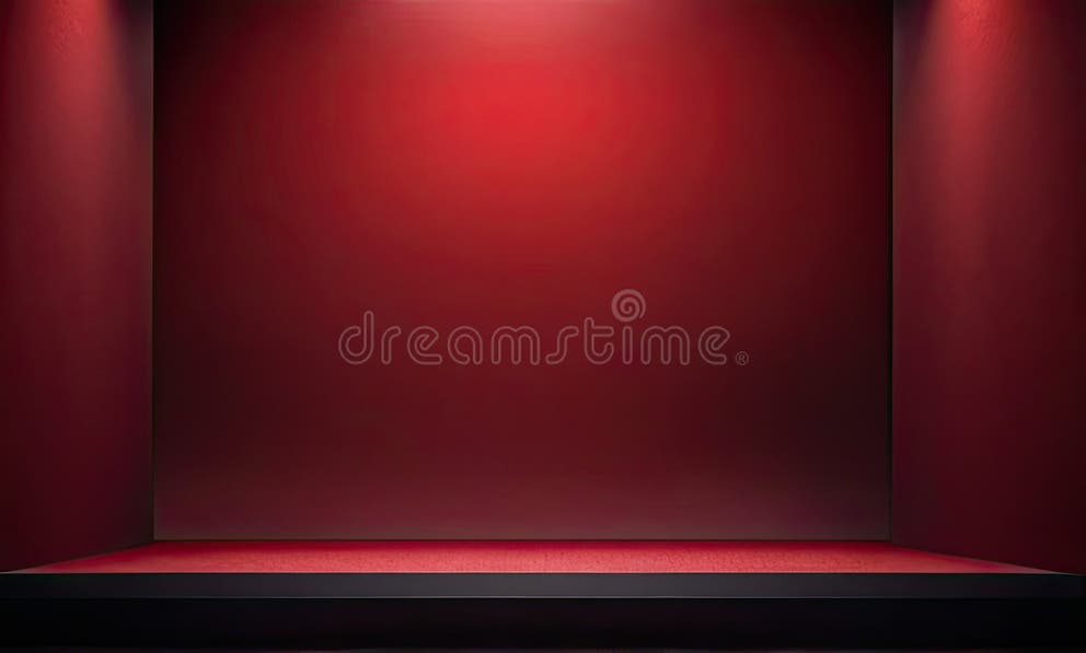 Minimalistic Red Stage with Evenly Distributed Lighting Stock ...