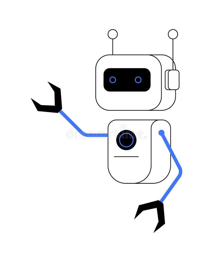 Minimalistic Robot Icon with Blue Highlights Symbolizing AI or Robotics ...
