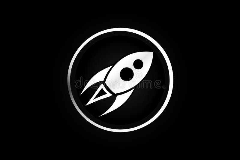 Minimalistic Rocket Icon on Black Background for Modern Designs Stock ...