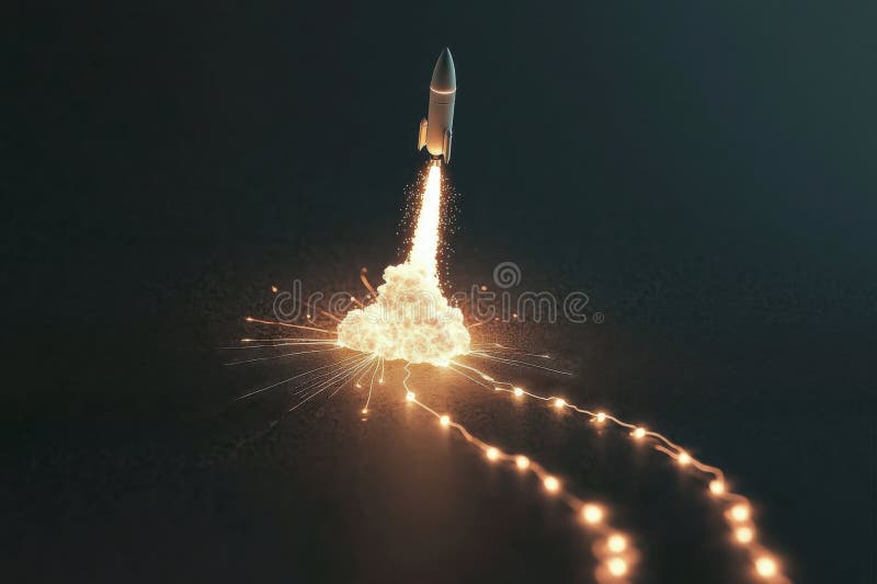 Minimalistic Rocket Launch Concept with Glowing Trajectory for Design ...