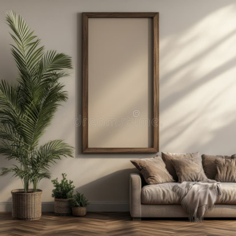 A Minimalistic Room Decorated with a Long Rectangular Picture Frame ...