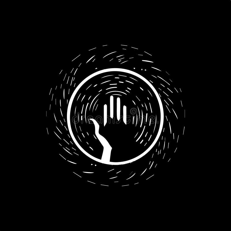 Minimalistic Round Logo Template, White Icon of Arm in Magic Circle ...