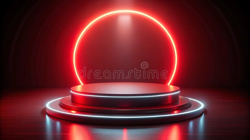 A Minimalistic Round Podium with a Glowing Red Aura Stock Illustration ...