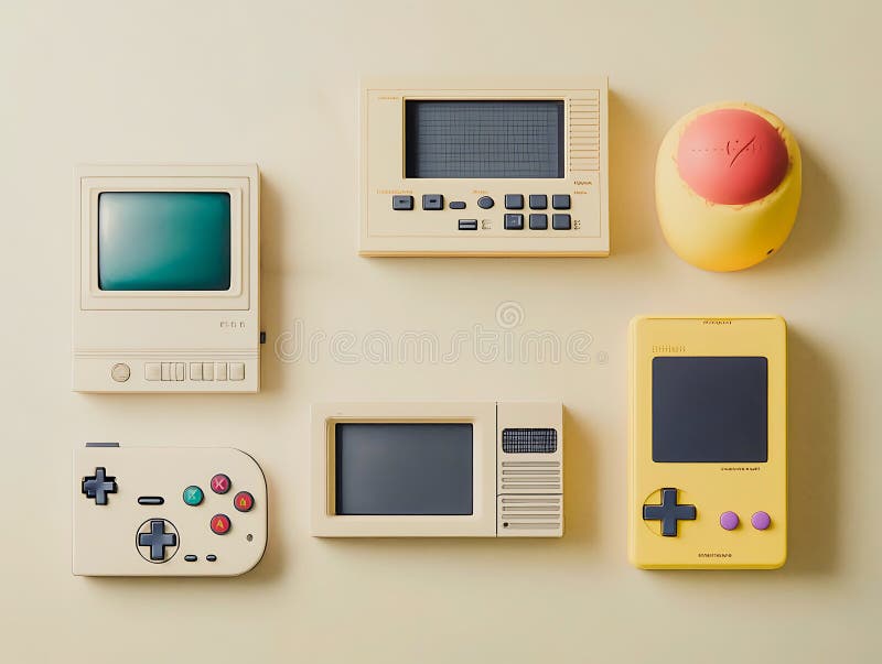 Minimalistic 90s Tech Memories, Featuring Iconic Devices with Negative ...