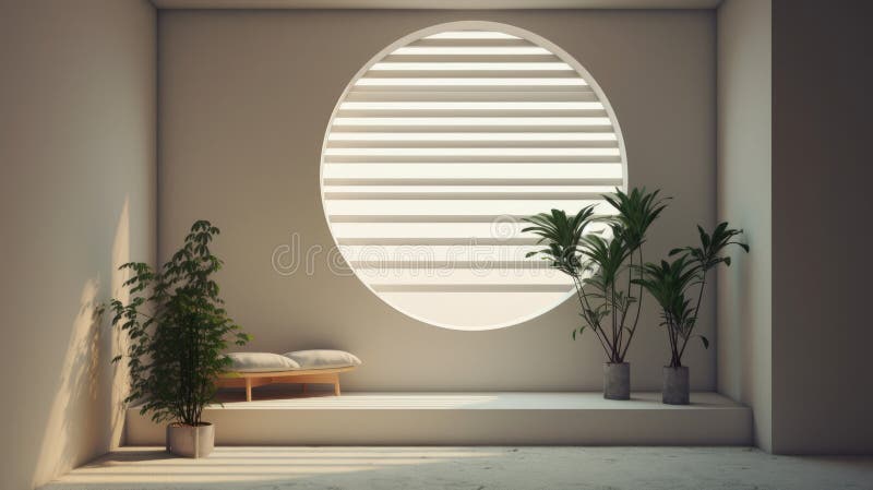Minimalistic 1980s Window Design for 2d Room Interior 3d Rendering ...