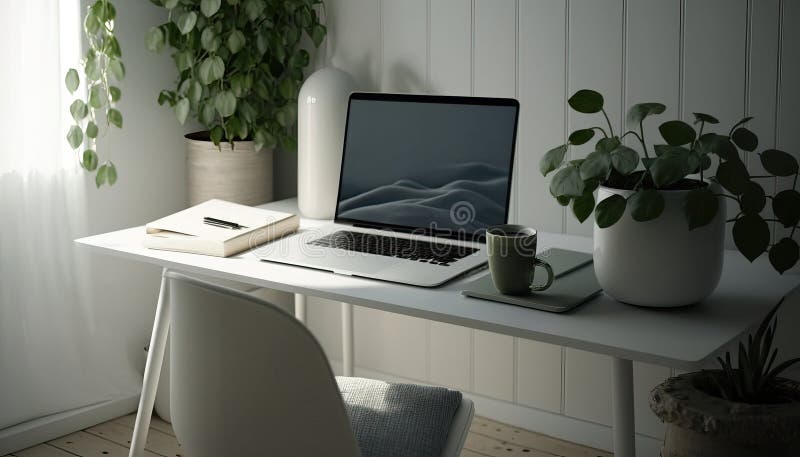 Minimalistic Home Office Cozy - AI Generated Stock Illustration ...