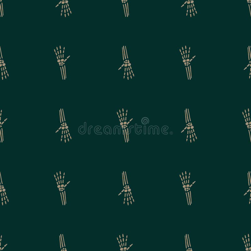 Minimalistic Scary Seamless Pattern with Simple Skeleton Hands Shapes ...