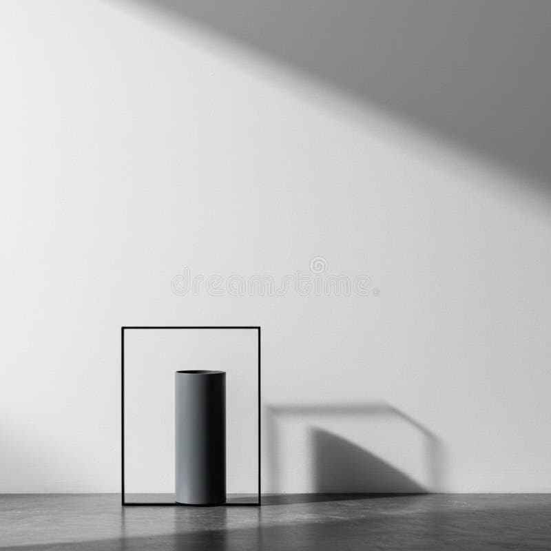 A Minimalistic Scene with a Gray Cylindrical Object Placed within a ...