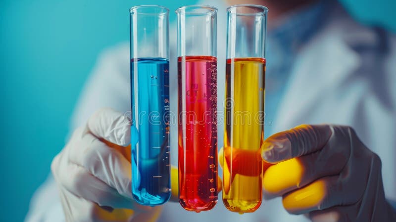 Minimalistic Science Concept with Scientist Holding Colorful Test Tube ...