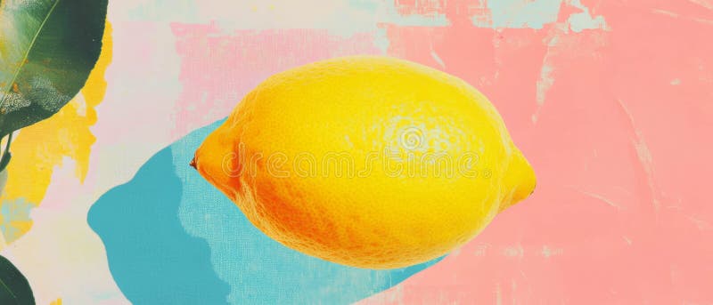 Minimalistic Scrapbook Art Featuring a Single Lemon on a Textured ...