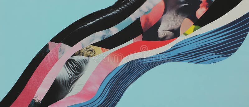 Minimalistic Scrapbook Collage Featuring Curved Lines and Flowing ...