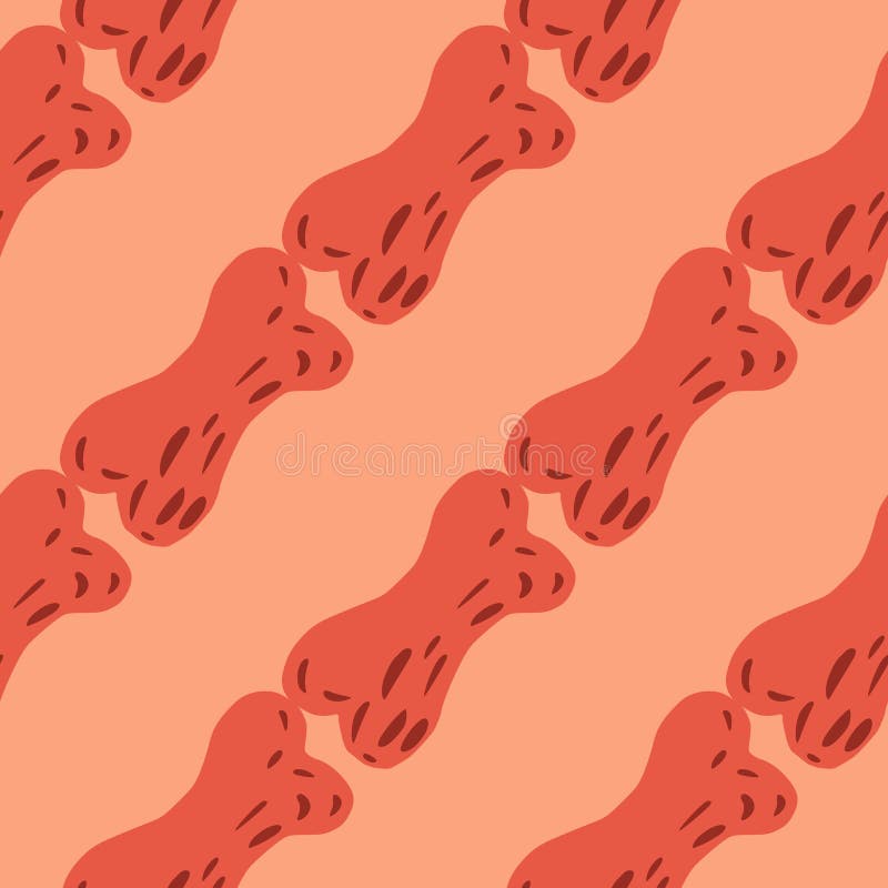 Minimalistic Seamless Doodle Pattern with Simple Halloween Pink Bone ...