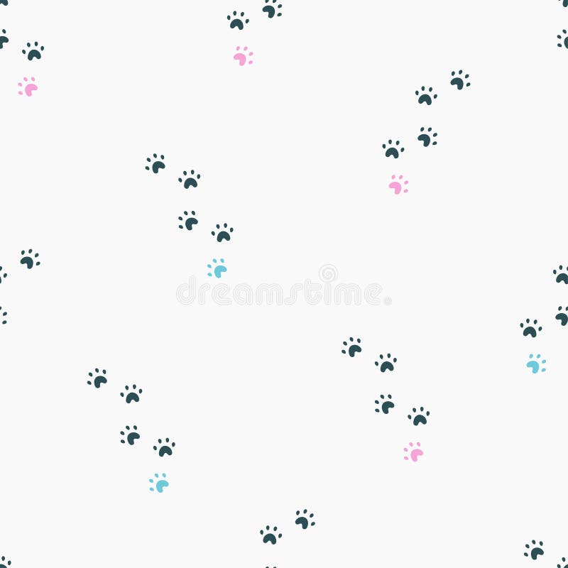 Minimalistic Seamless Pattern of Cat Footprint Stock Vector ...