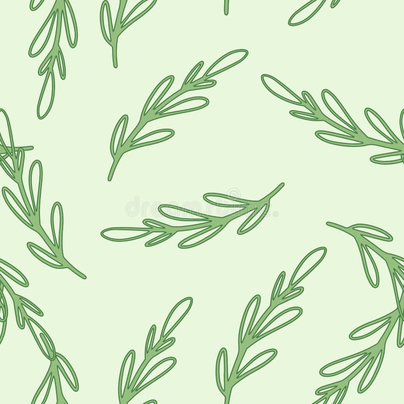 Minimalistic Seamless Pattern with Contoured Green Branches Silhouettes ...