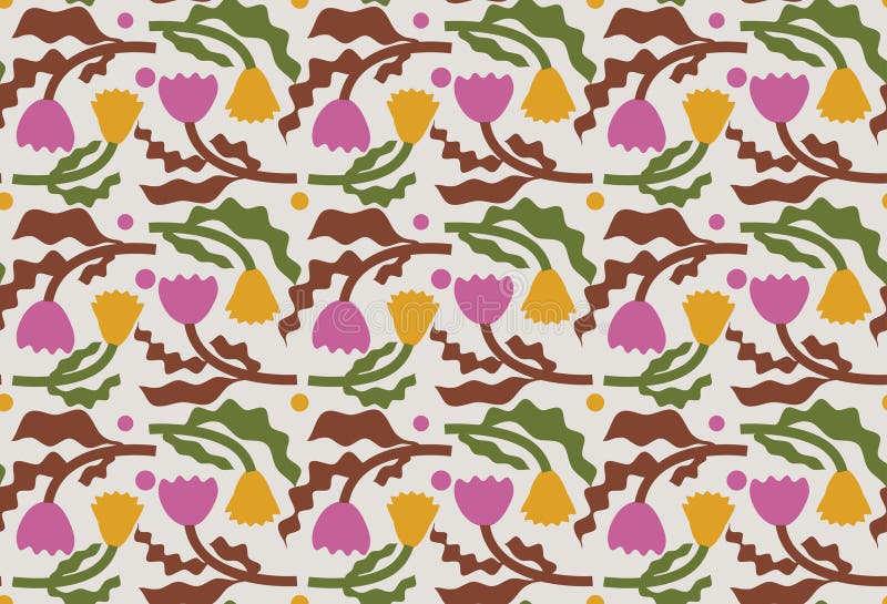 Minimalistic Seamless Pattern with Doodle Simple Bunch of Floral ...