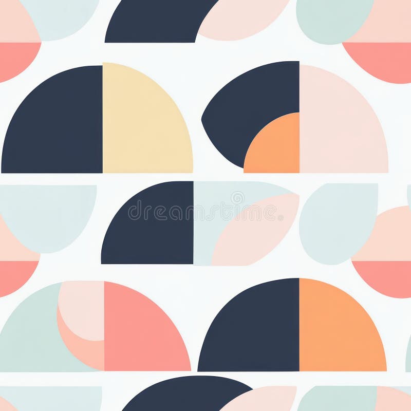 Minimalistic Seamless Pattern Featuring Soft Pastel Geometric Shapes ...