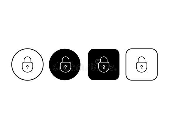 Minimalistic Security Button Collection with Lock Icons. Editable ...
